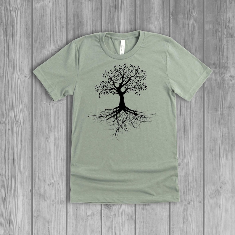 Tree of Life Womens T Shirt, Rooted Graphic: Bella Crew Neck, Relaxed ...