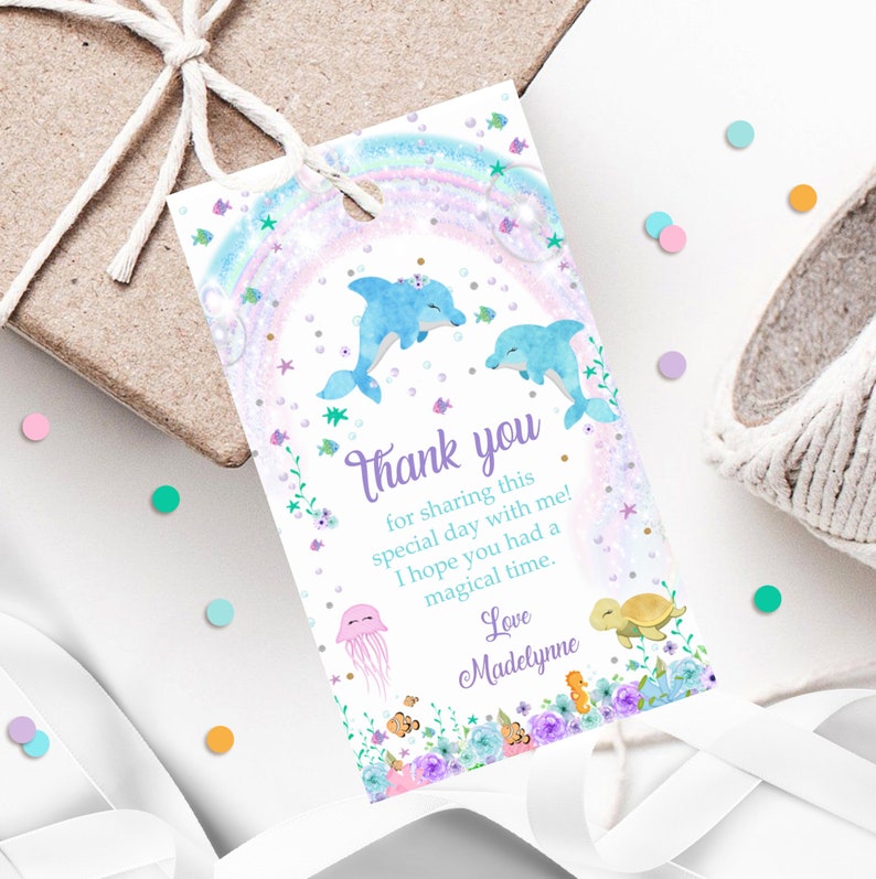 Editable Dolphin Favor Tags: Under the Sea Party (digital Download) - Etsy