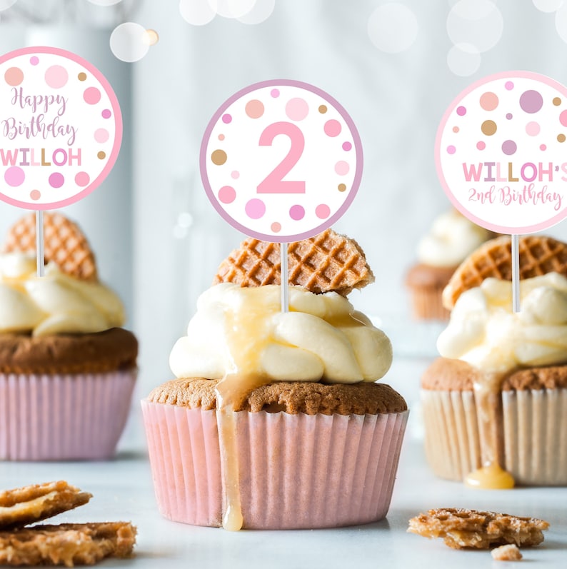 Two Much Fun Cupcake Toppers: Pastel Girl 2nd Birthday (digital ...