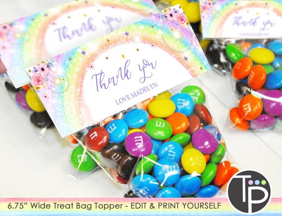 Rainbow Treat Bag Topper Rainbow Sandwich Bag Topper Rainbow | Etsy