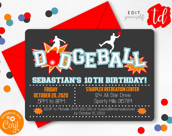 Dodgeball 5x7 Invitation - Etsy