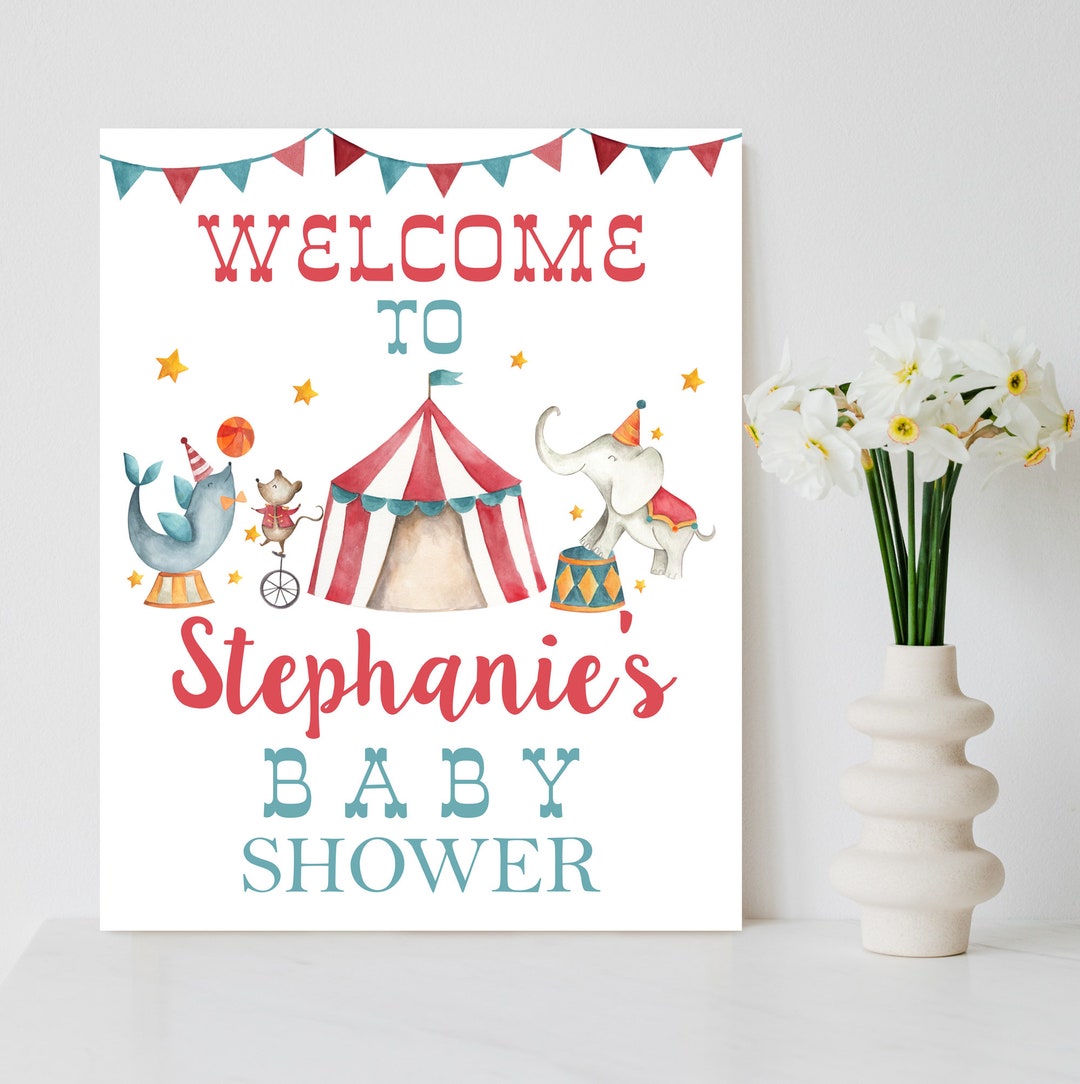 CIRCUS WELCOME Sign Instant Download Circus Baby Shower Sign Editable ...