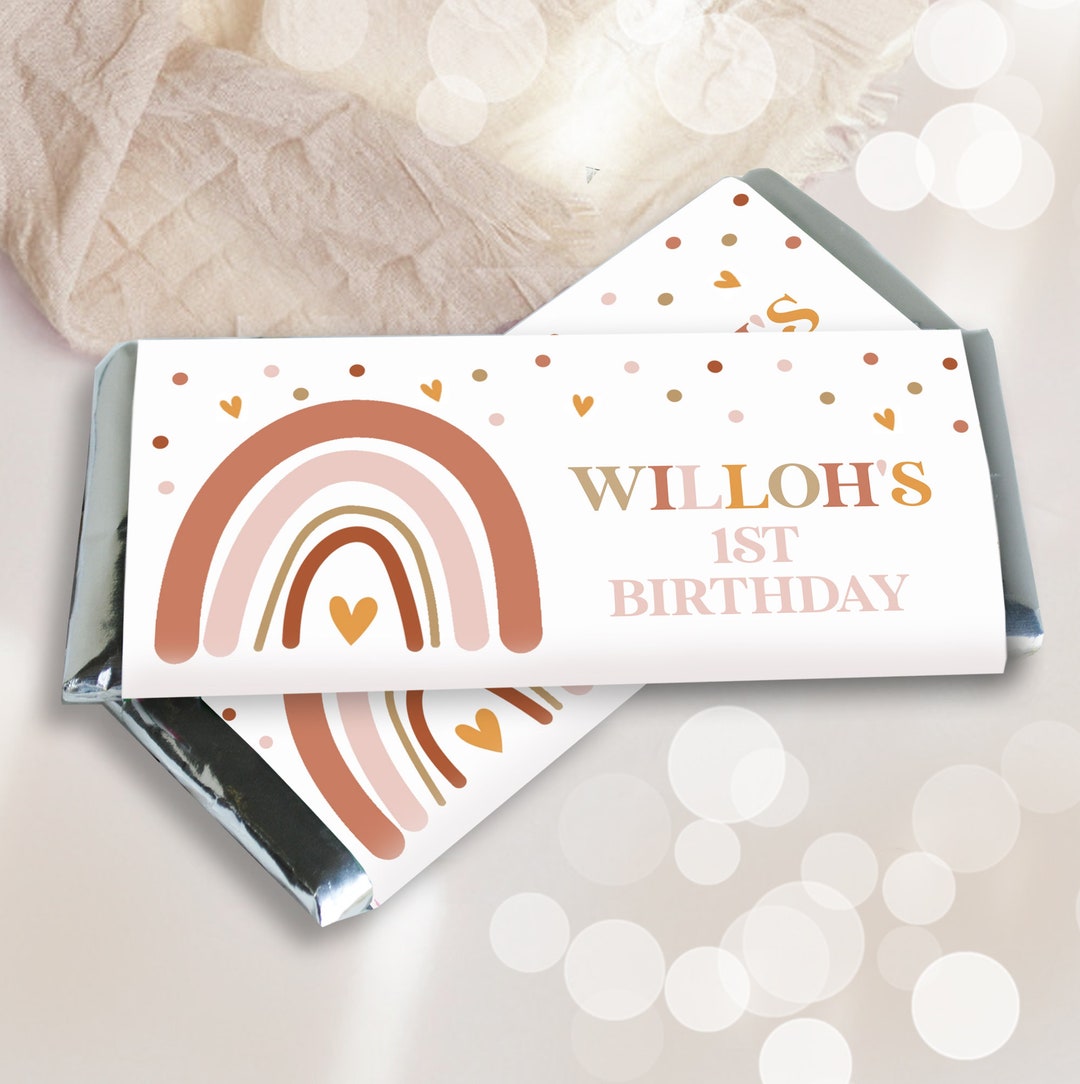 BOHO RAINBOW Candy Bar Wrappers Editable Boho Favors Printable Rainbow ...