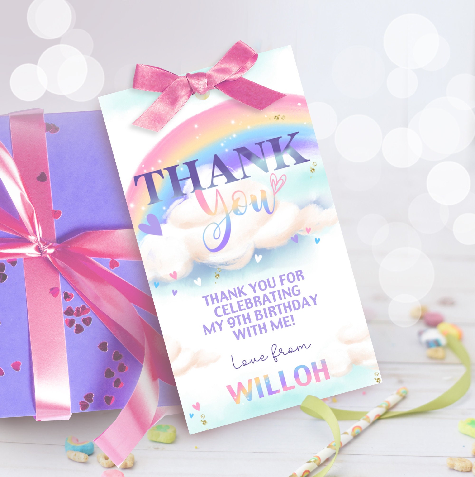 Rainbow Clouds FAVOR Tag Editable Cloud 9 Favor Tags Printable - Etsy