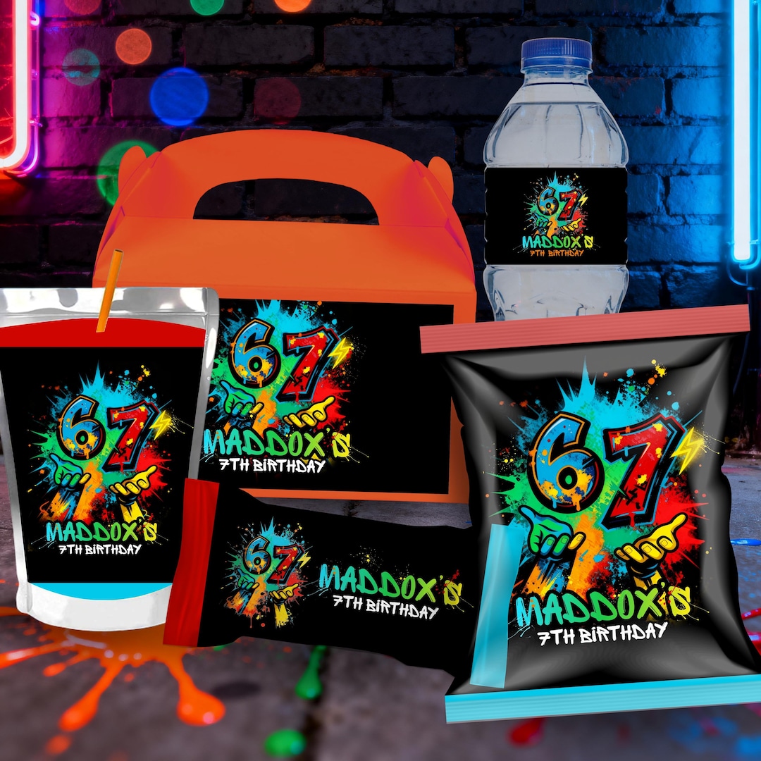 Six Seven Party Package | 6-7 Snack Bundle Printable | Chip, Caprisun ...