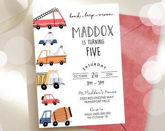 Editable Digital Invitation Transportation, Transport Birthday ...