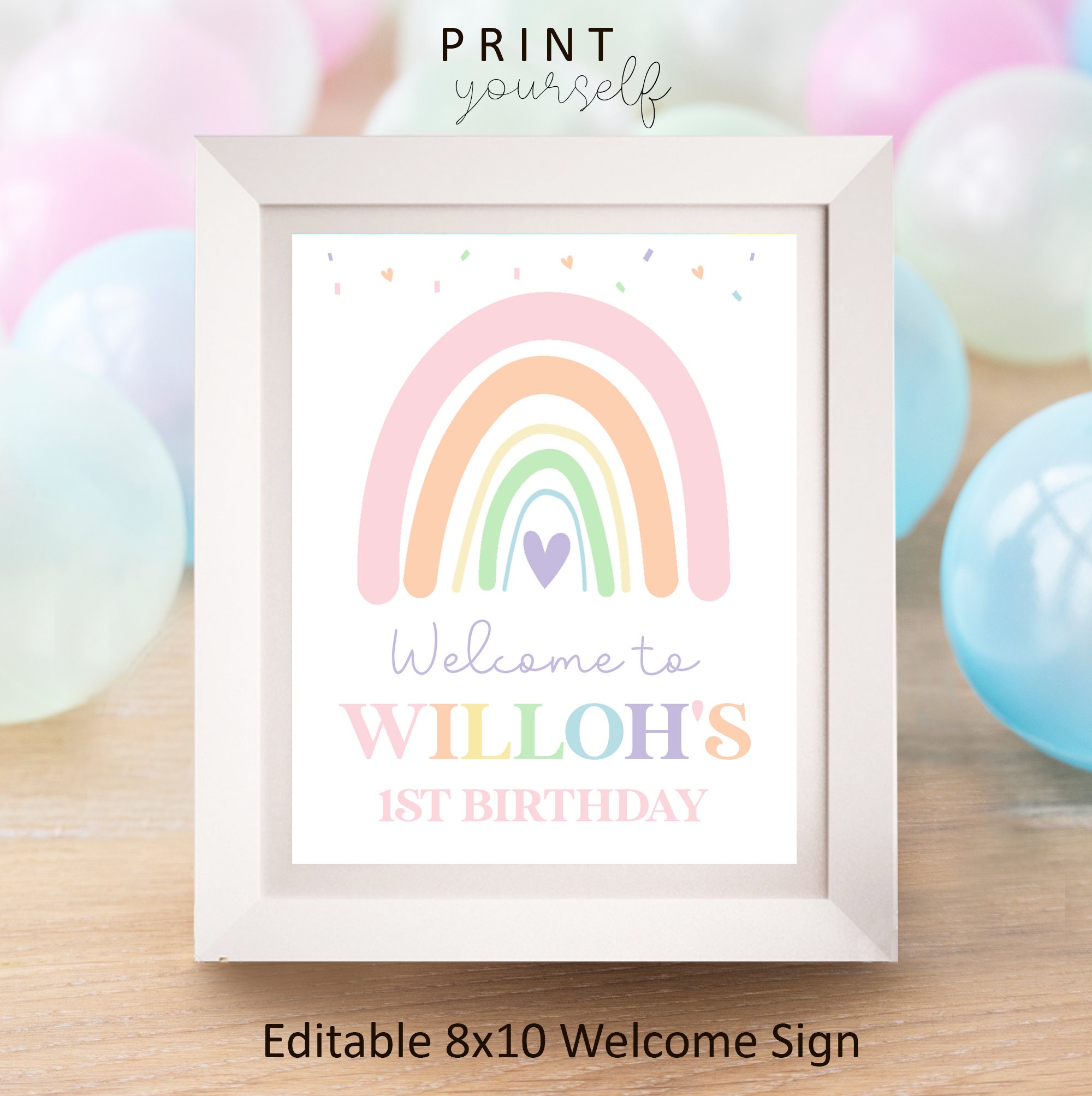 RAINBOW WELCOME Sign Instant Download Modern Rainbow Sign - Etsy
