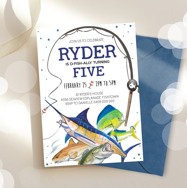 Fishing Birthday Invitation: Editable Fish Party (digital Download) - Etsy