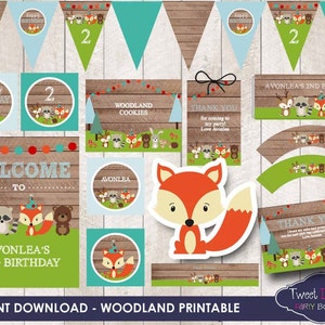 WOODLAND ANIMALS Party Package Instant Download Woodland Printable ...