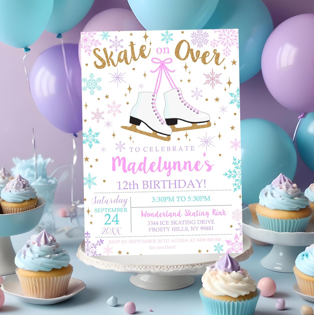 ICE SKATING INVITATION Instant Download Ice Skating Birthday Invitation ...