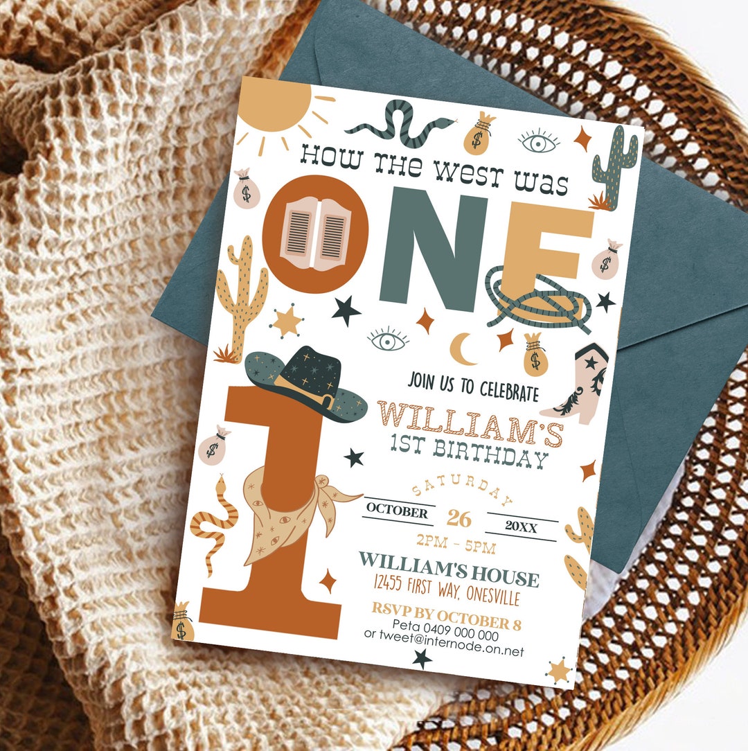 COWBOY Party Invitation Editable Cowboy Invitations How the West Was ...