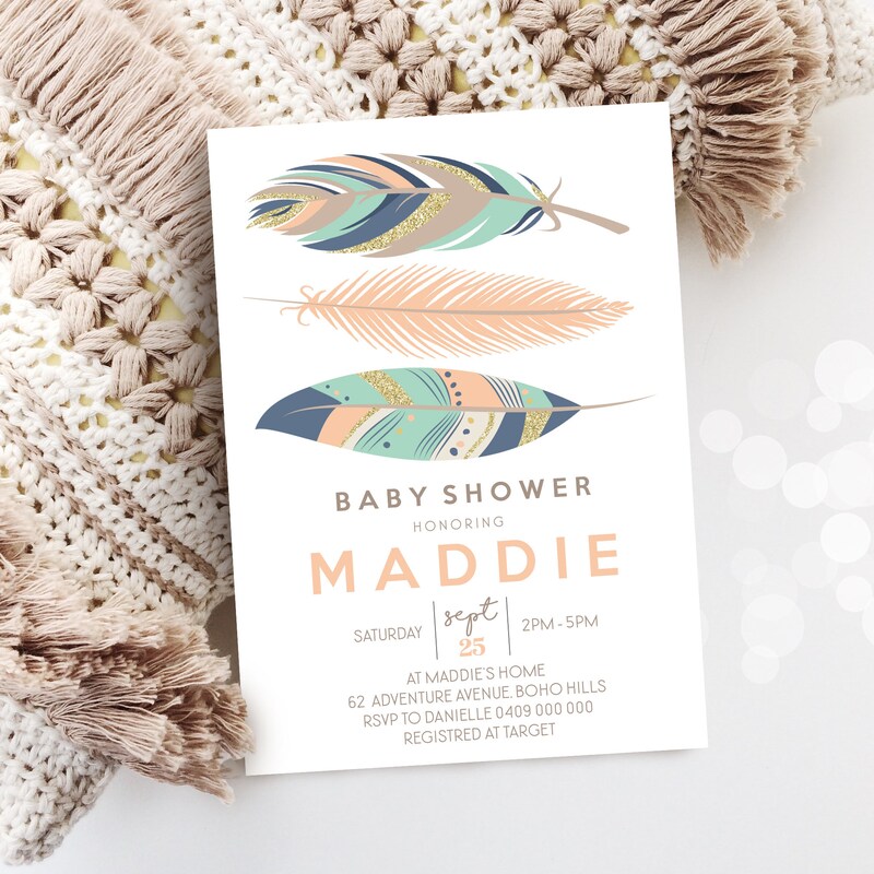 Feather Invitation - Etsy