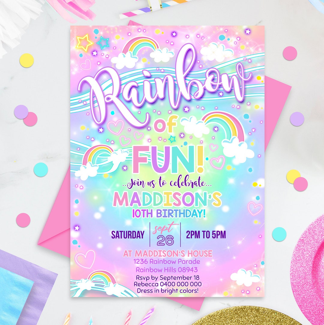 RAINBOW INVITATION Instant Download RAINBOW Cloud Invitation Rainbow ...