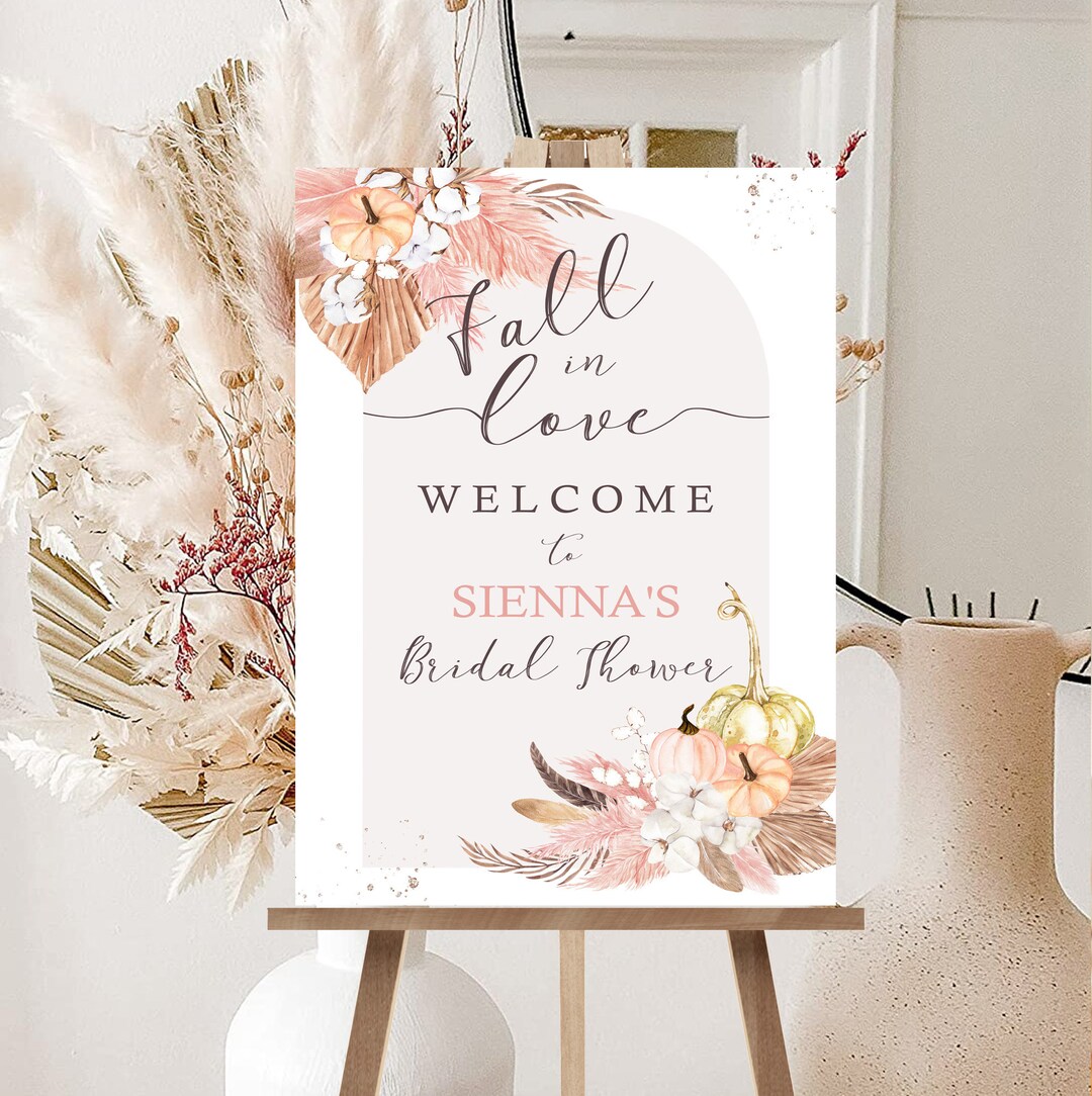 PAMPAS GRASS Welcome Sign Editable Fall Bridal Shower Welcome Fall in ...