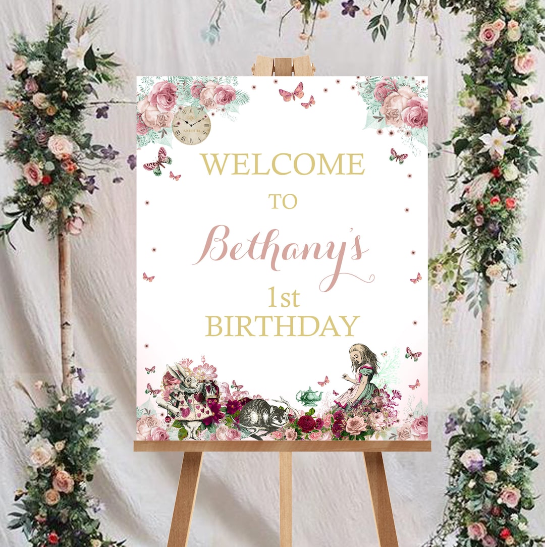 ALICE IN WONDERLAND Welcome Sign Instant Download Alice in Wonderland ...