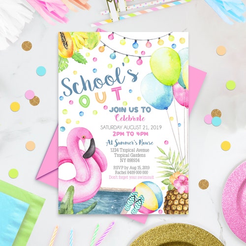 Pool Party Invitation End of School Summer Pool Party Invite - Etsy