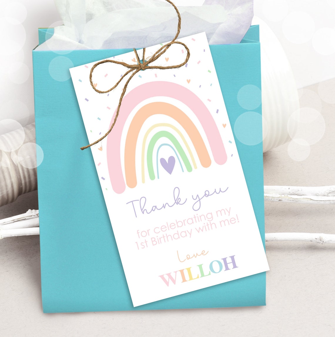 RAINBOW FAVOR Tag Editable Rainbow Favor Tags Pastel Printable Modern ...