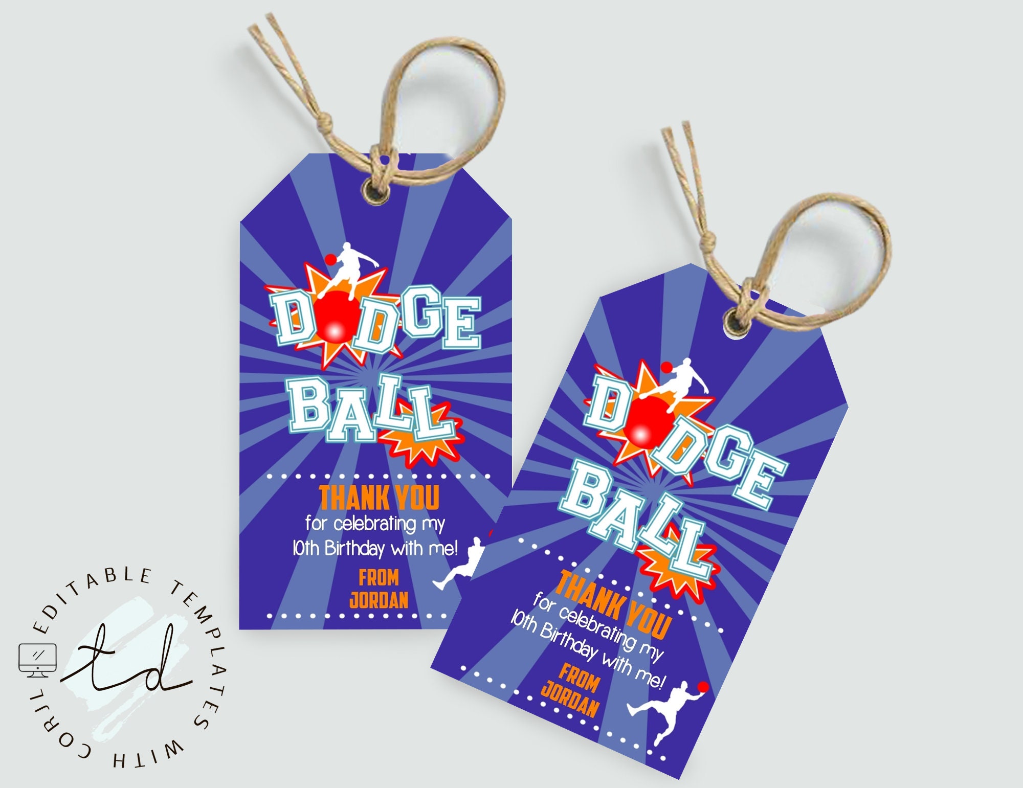 DODGEBALL Favor Tags Instant Download Dodge Ball Thank You | Etsy UK