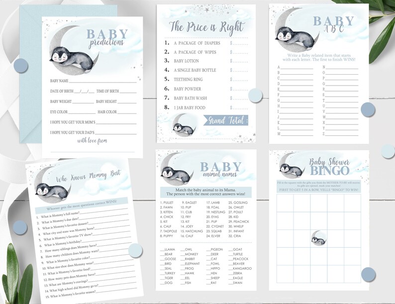 Penguin BABY Shower Games Instant Download Winter Baby Shower - Etsy