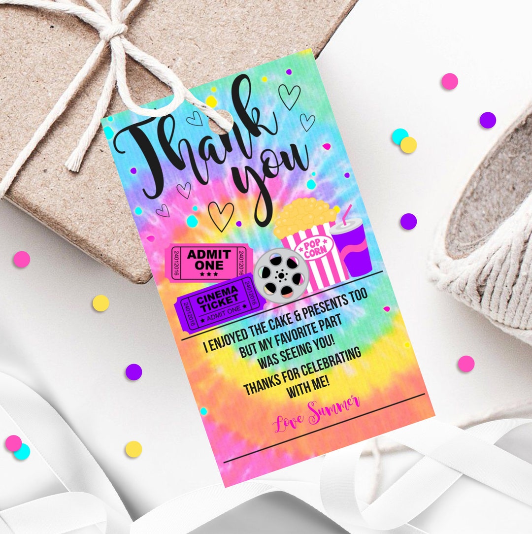 MOVIE FAVOR TAG Editable Girl Movie Favors Corjl Favor Tag Cinema ...