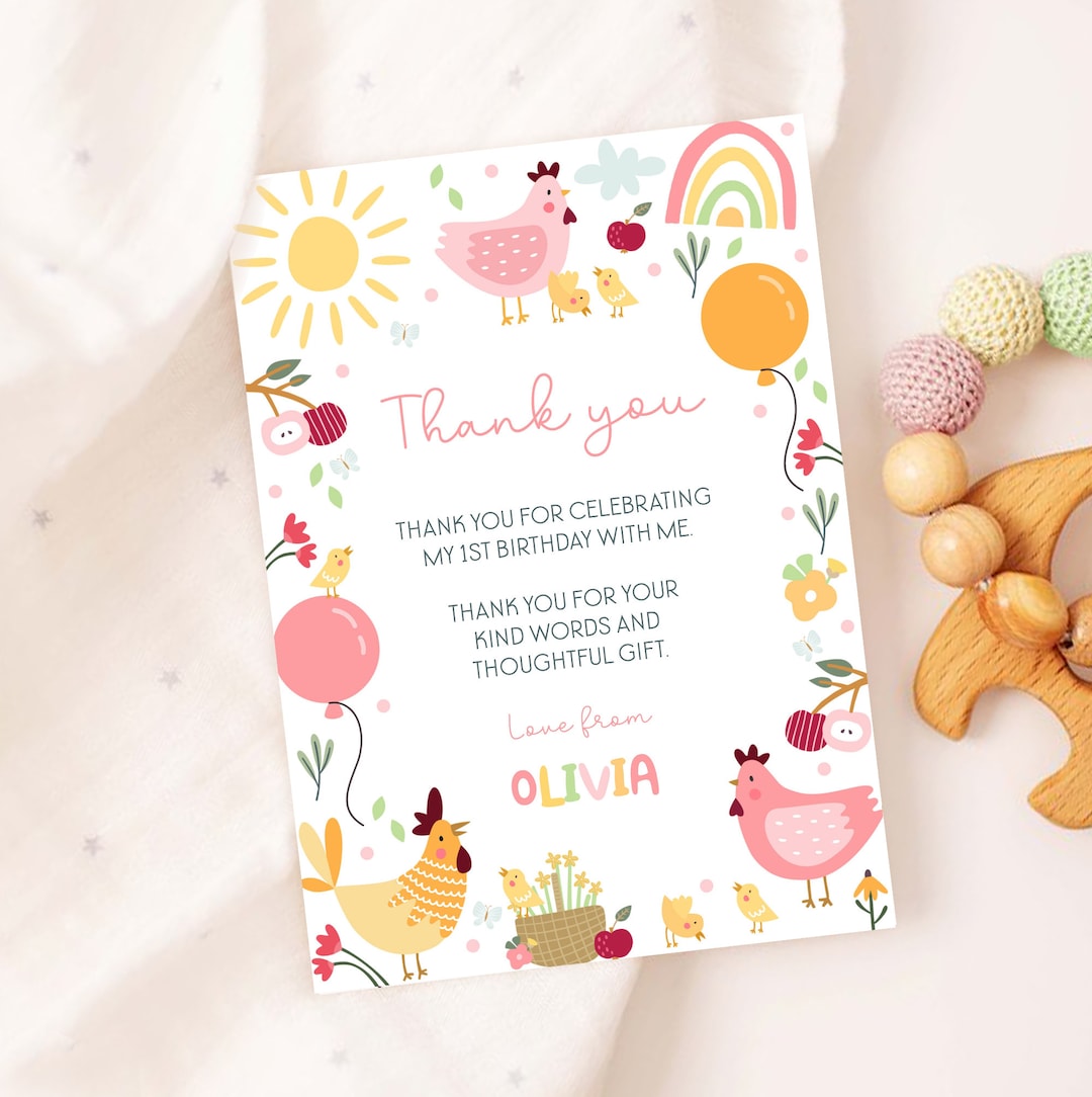 CHICKEN THANK You Digital Chicken Thank You Note Editable Little Chick ...