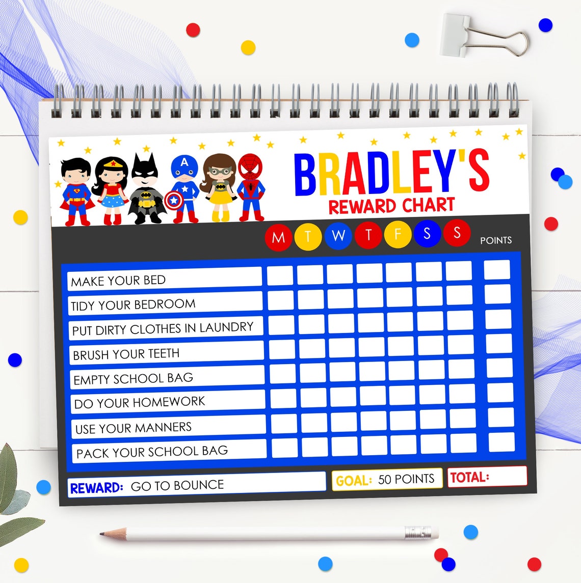 SUPERHERO REWARD CHART Editable Superhero Reward Chart Instant - Etsy