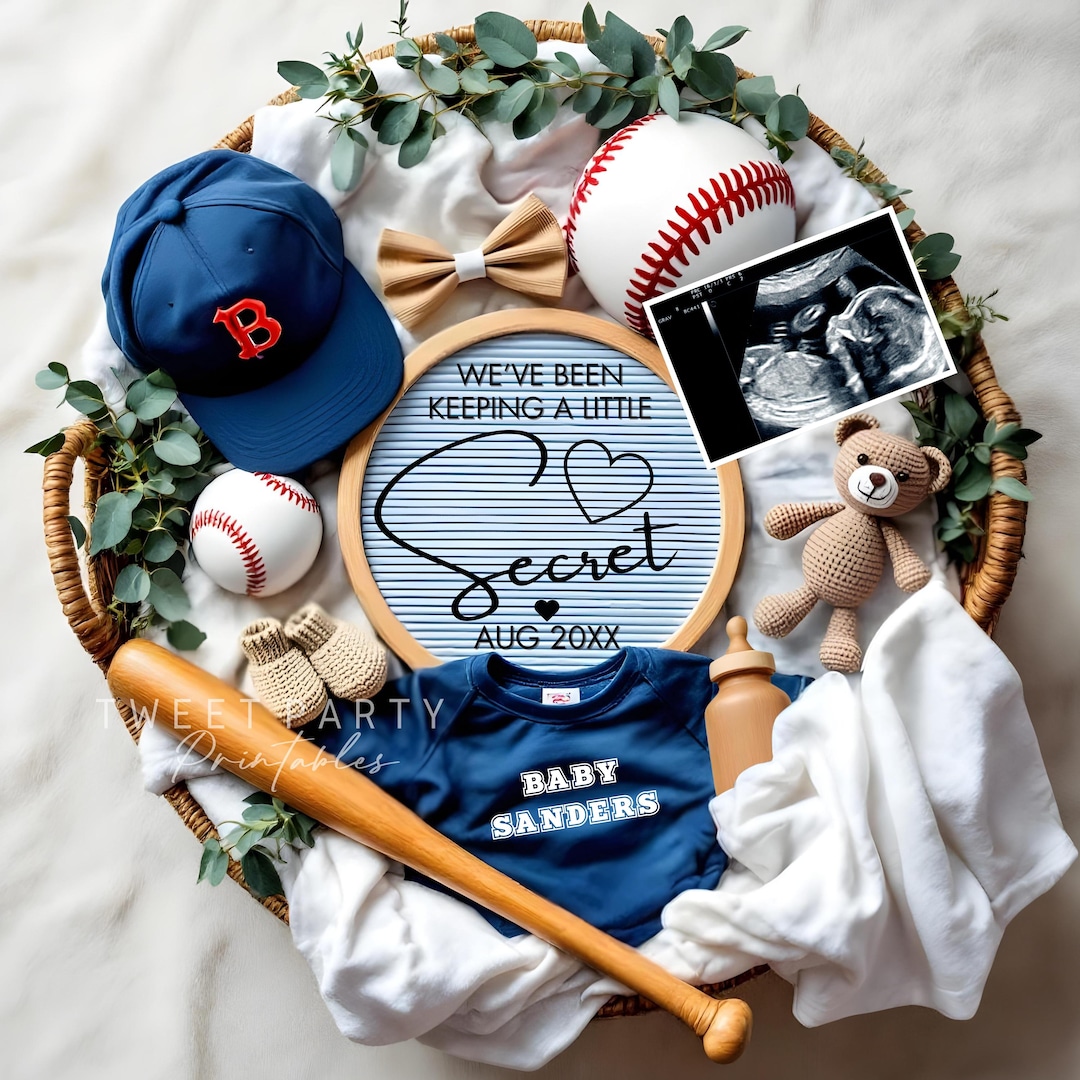 BASEBALL Pregnancy Announcement Digital Baseball Announcement Editable ...