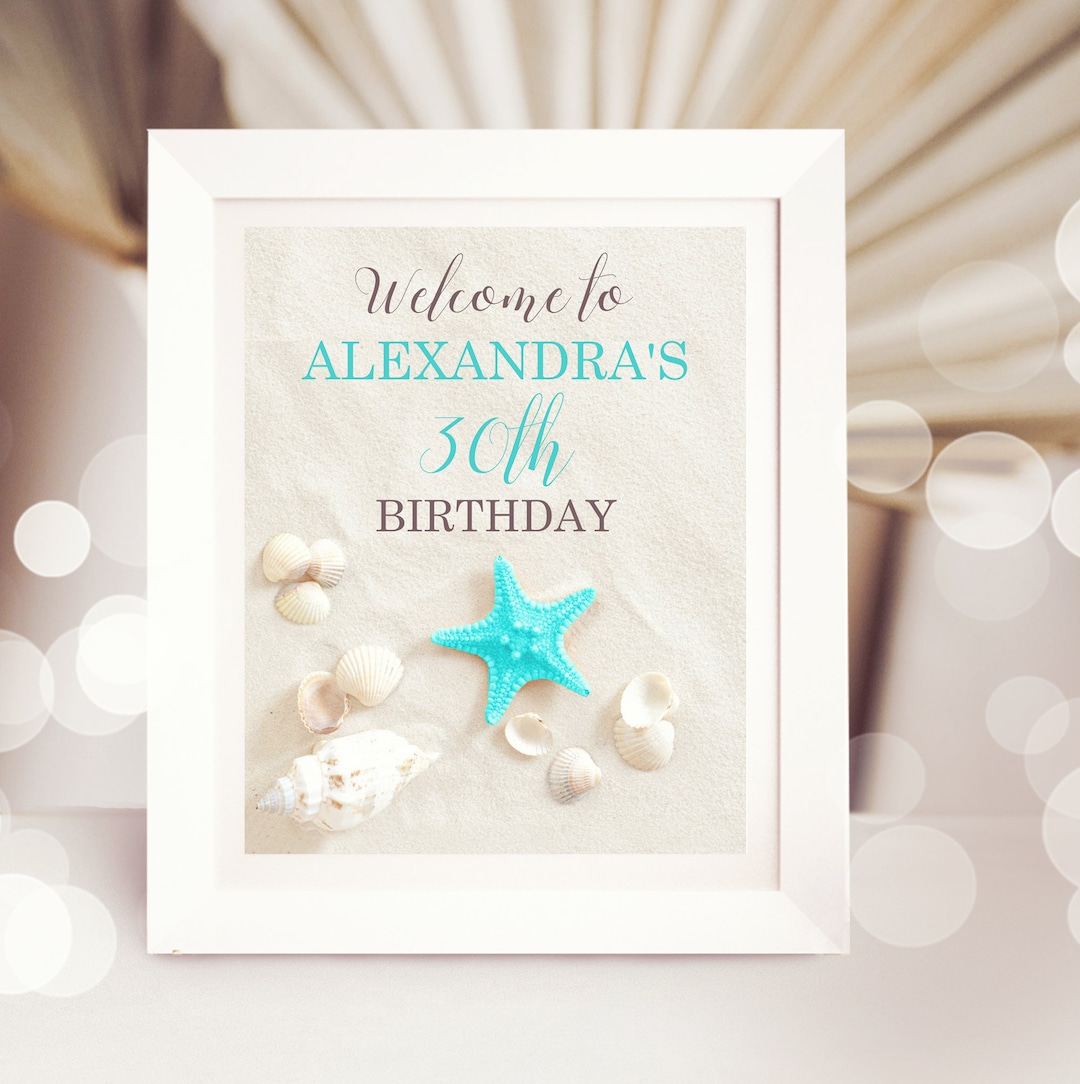 BEACH WELCOME Sign Instant Download Shells Sign Editable Beach Party ...