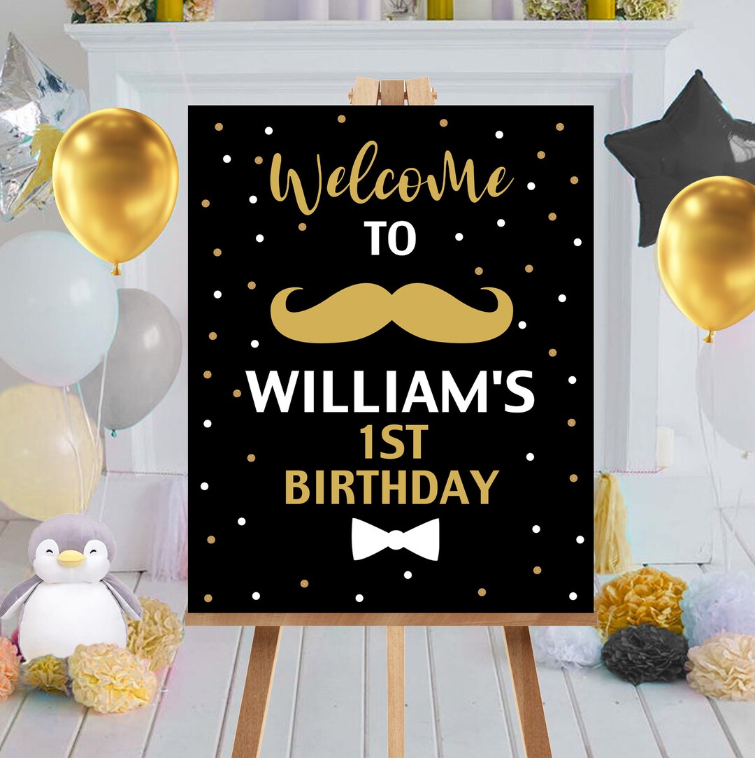 Little Man WELCOME SIGN Instant Download Black Little Man Party Welcome ...