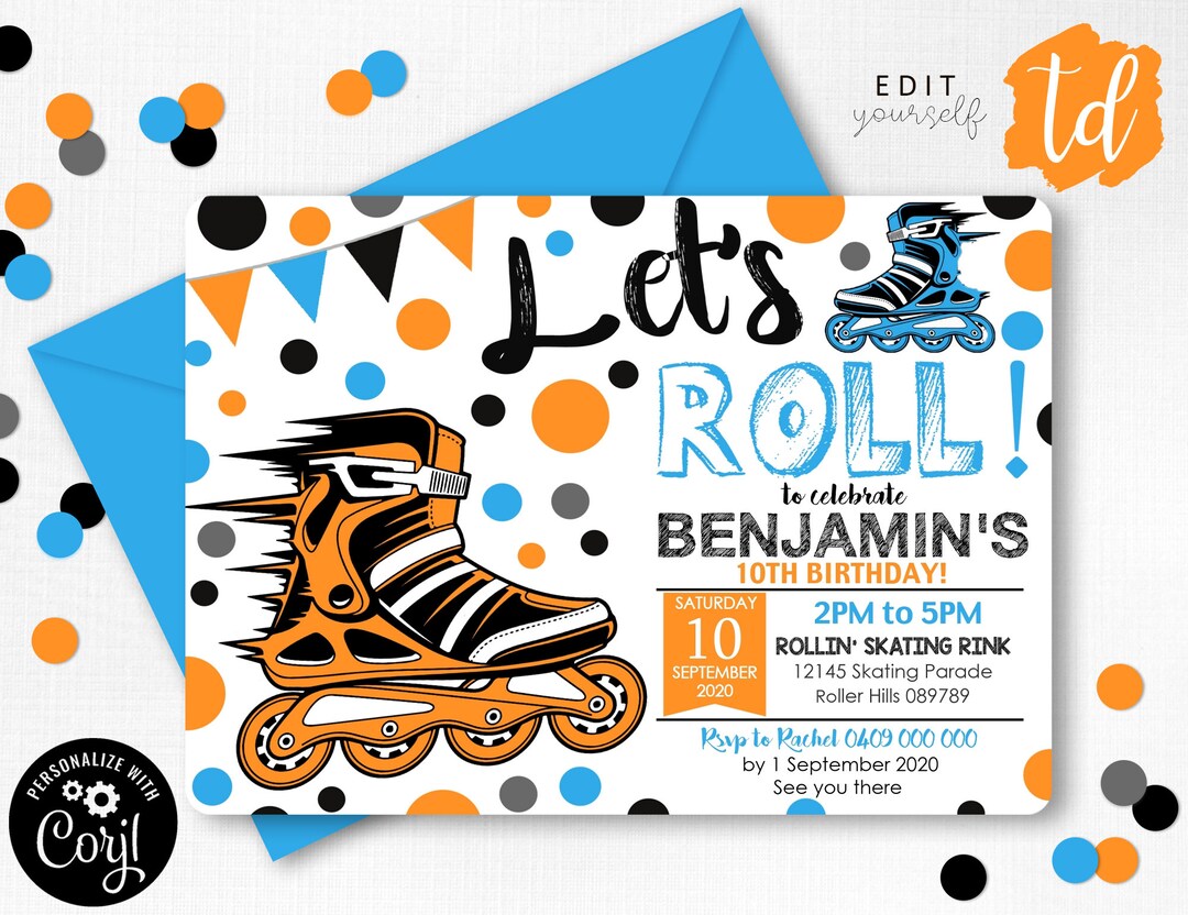 ROLLERBLADE PARTY Invitation Instant Download Rollerblade - Etsy Australia