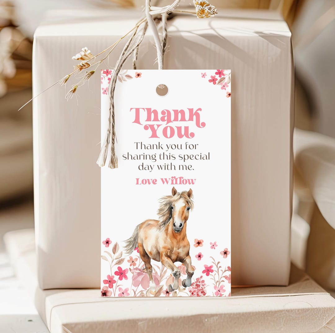 HORSE FAVOR Tag Editable Wildflower Horse Favor Tags Printable Boho ...