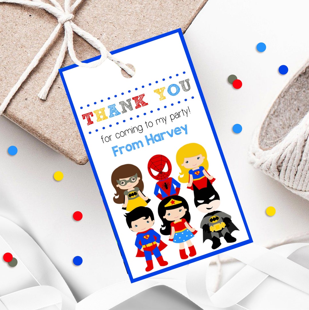 Editable Superhero Favor Tag: Printable Thank You Tags (DIY Digital) - Etsy