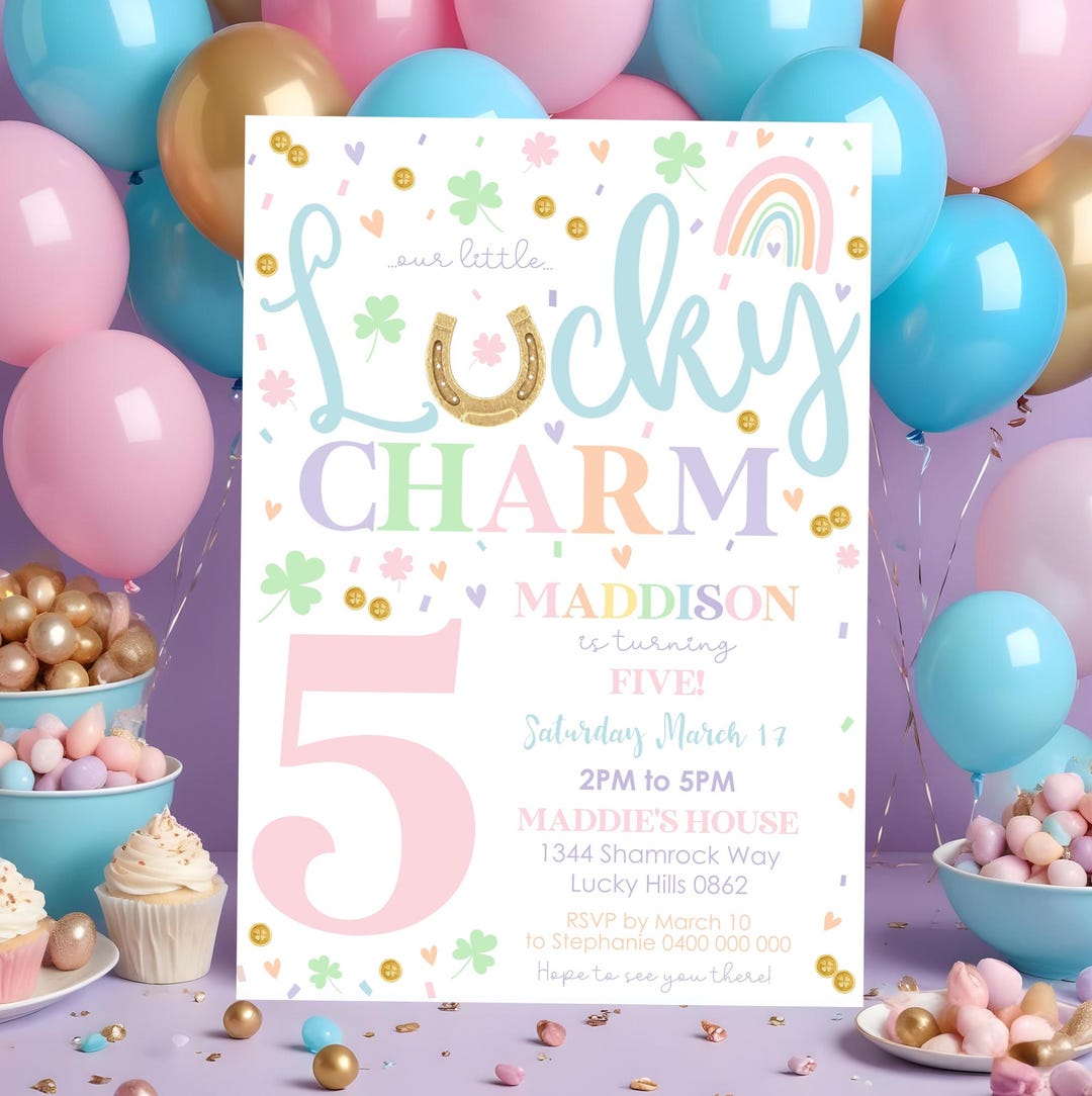 LUCKY CHARM Birthday Invitation Saint Patricks Birthday Invitation ...