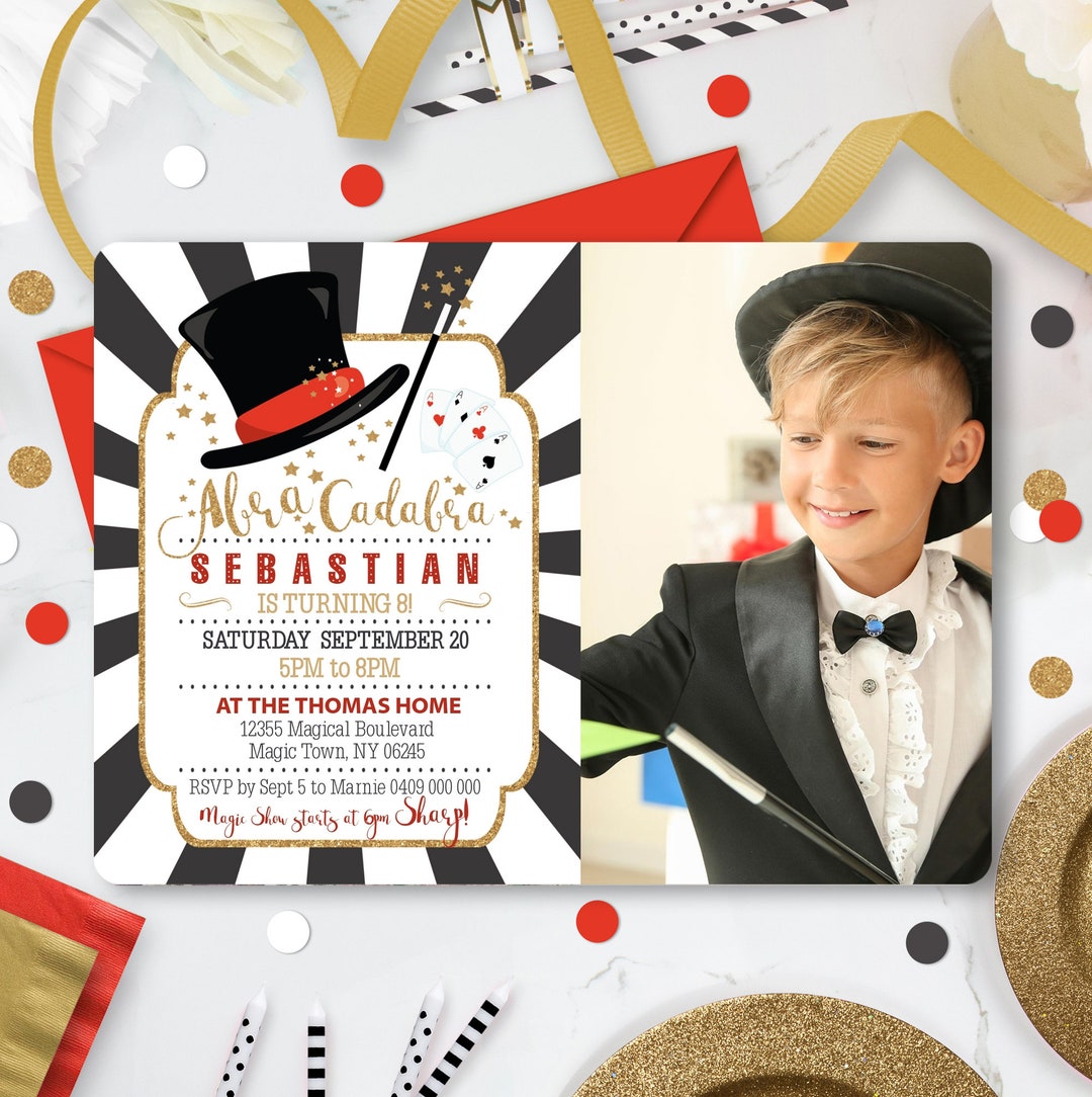 MAGIC PARTY Invitation With Photo Editable Magic Photo Invitation ...