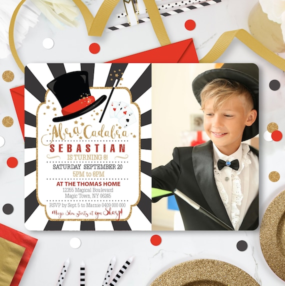 MAGIC PARTY Invitation with Photo Editable Magic Photo | Etsy