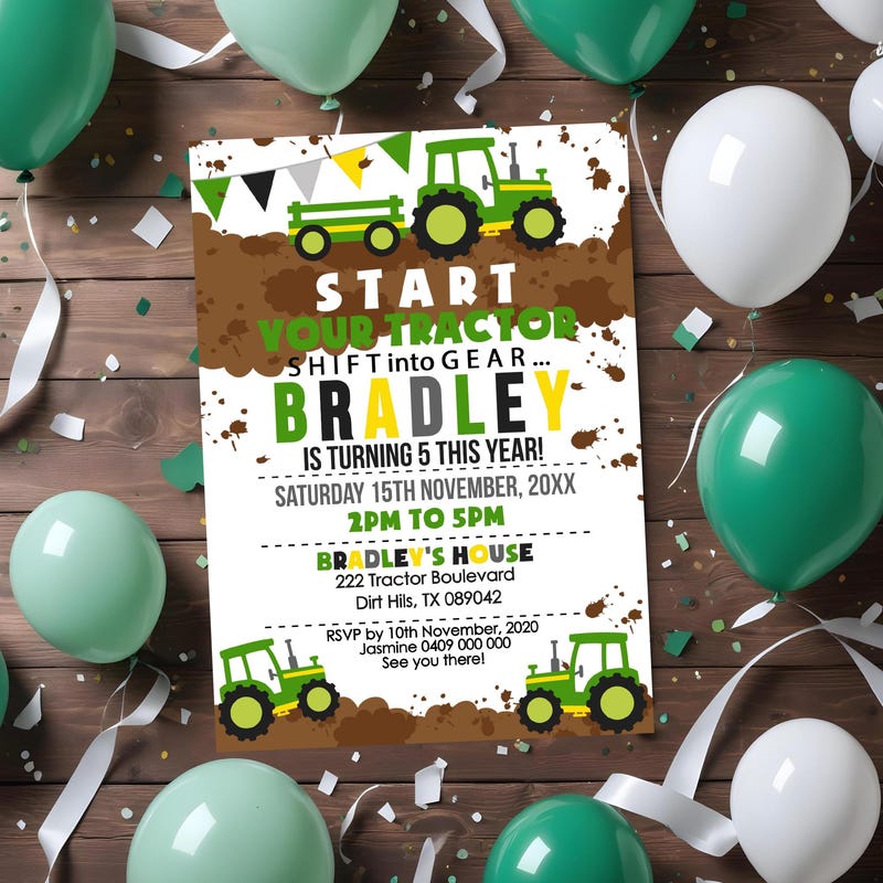 Tractor Invitations - Etsy