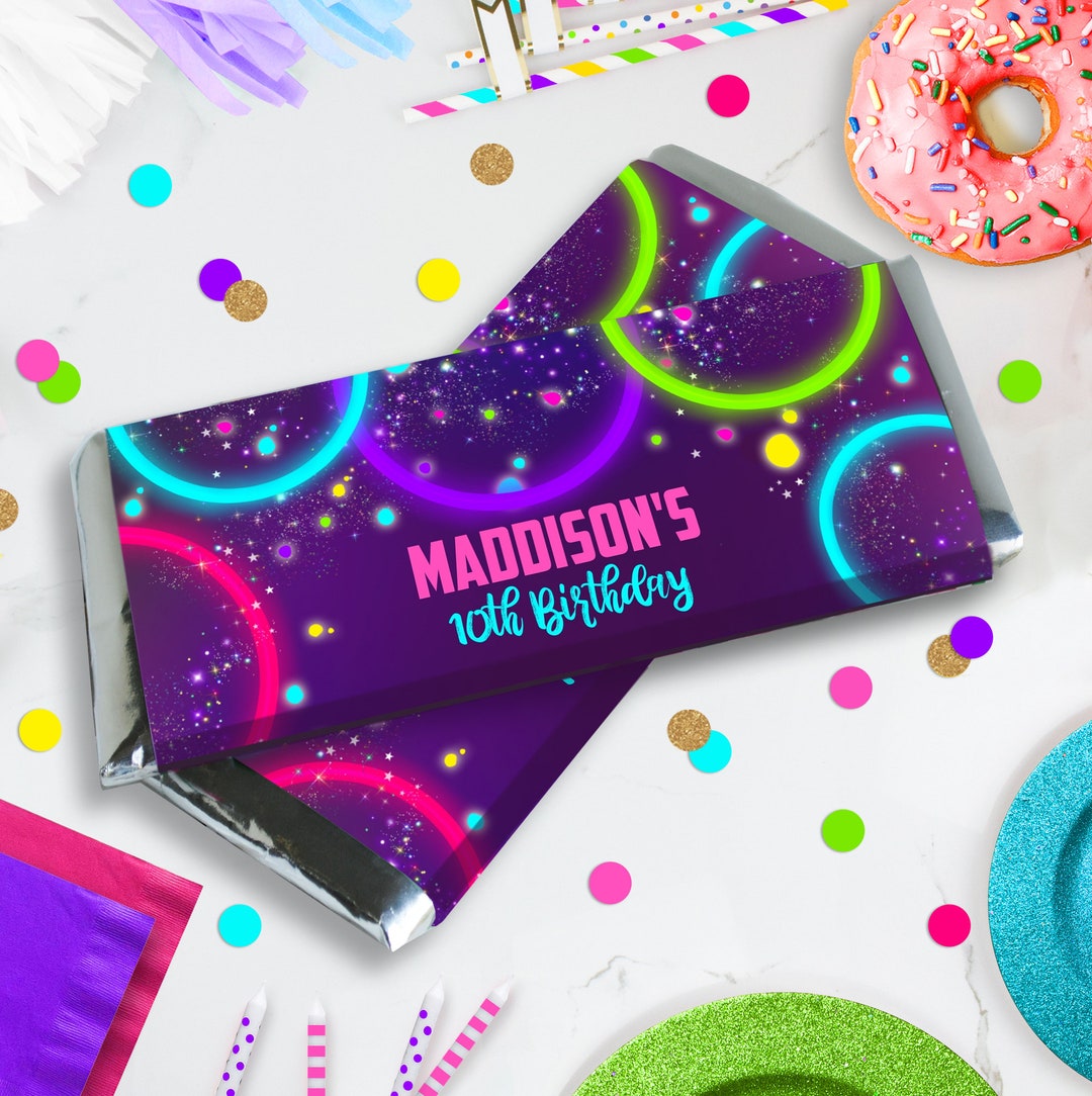 GLOW HERSHEY Bar Wrappers Editable Glow Favors Printable Glow Hershey ...