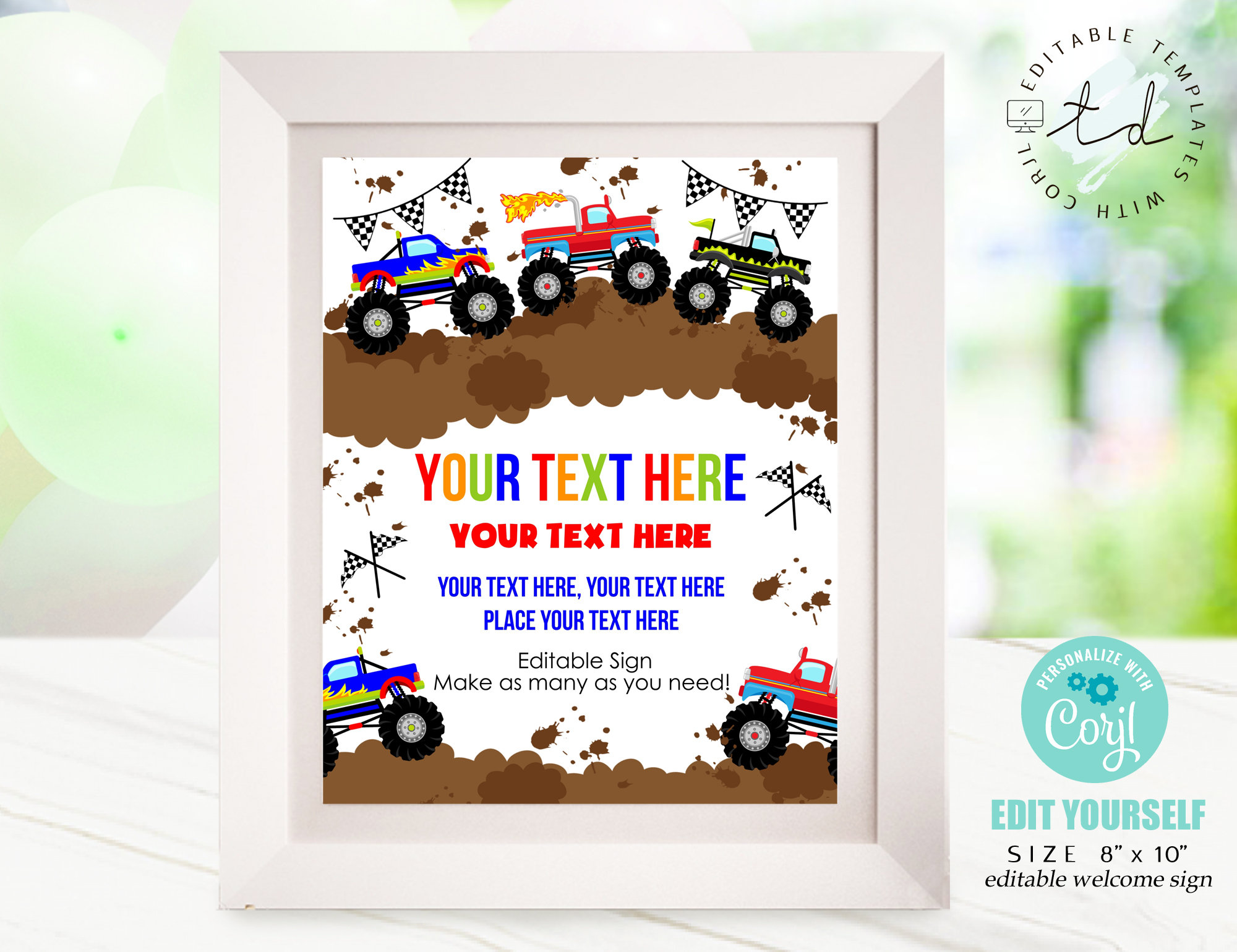 Editable Monster Truck Signs Printable Monster Truck Party - Etsy