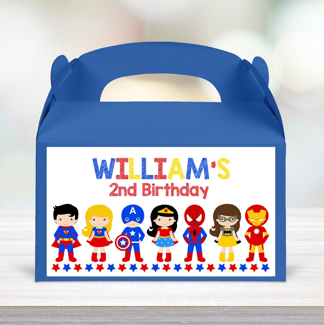 Superhero Gable Box Favor Label Superhero Gift Box Superhero - Etsy