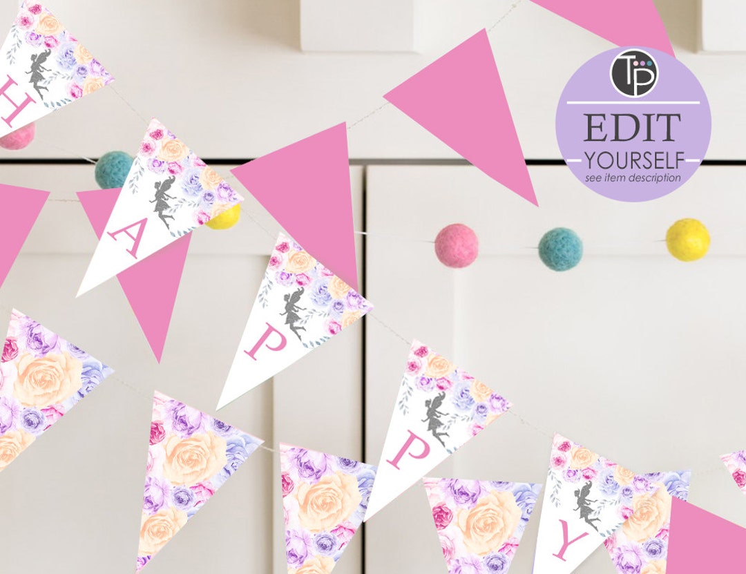 FAIRY PARTY FLAGS Fairy Bunting Fairy Bunting Flags Instant - Etsy