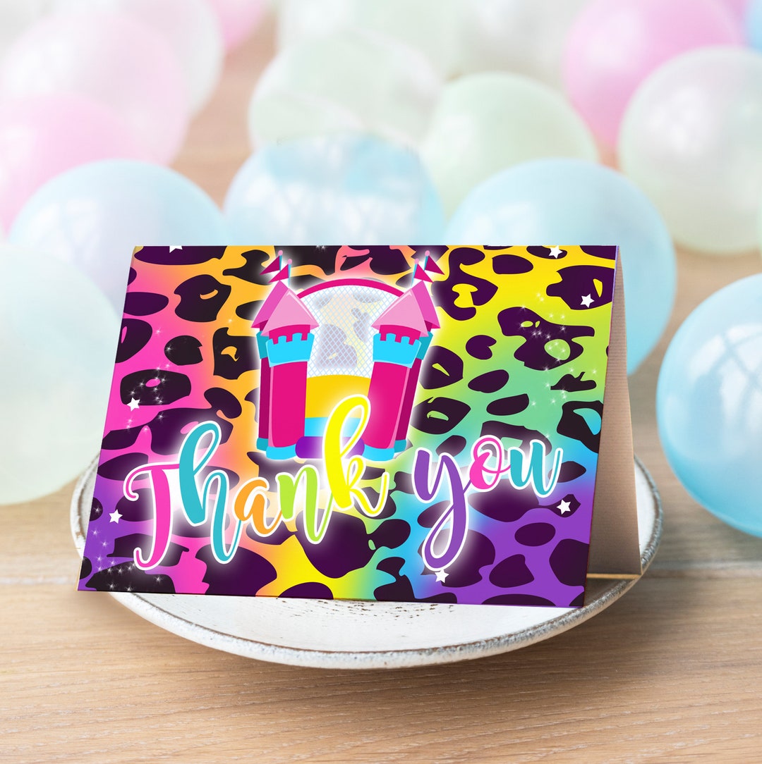 Bounce THANK You Card Printable Jumping Castle Folding Thank You Card ...