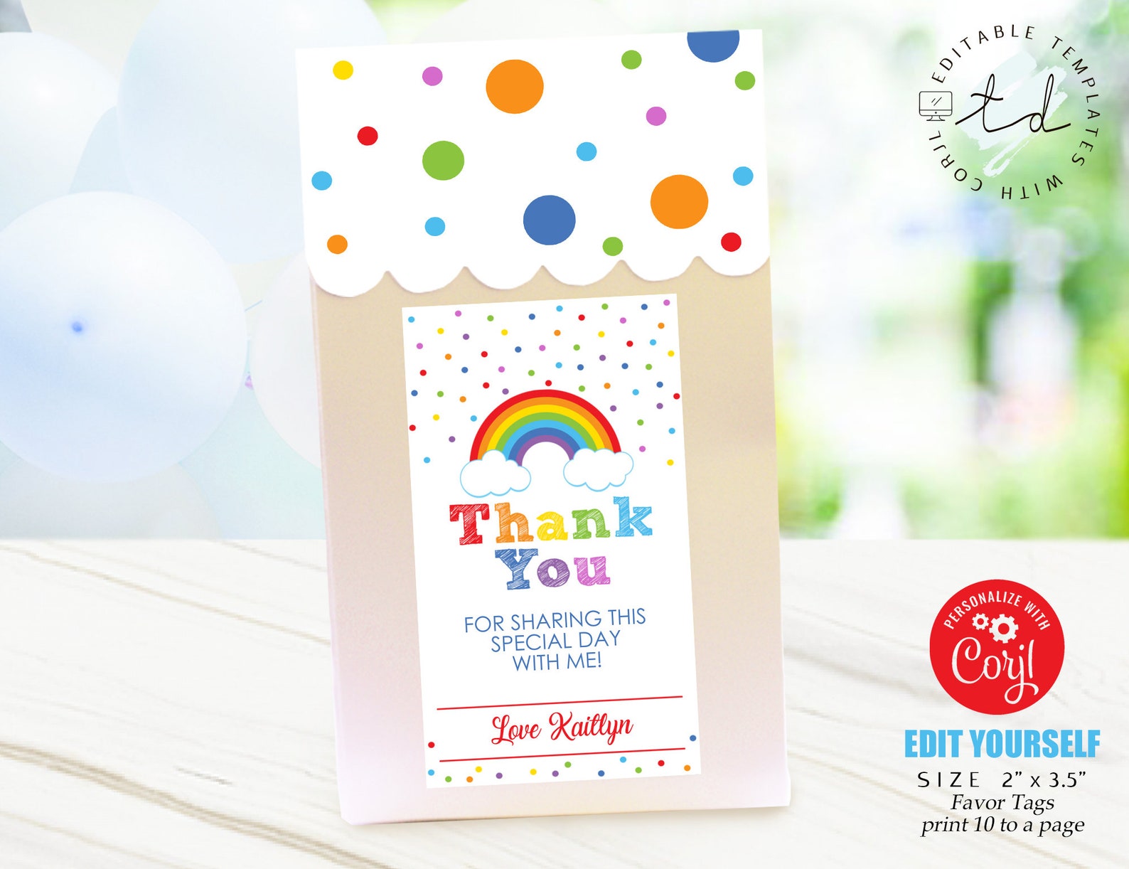 Rainbow Favor Tag Rainbow Gift Tags Rainbow Thank You Tags - Etsy