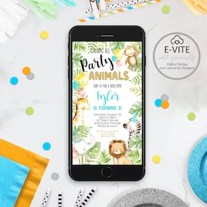 JUNGLE ANIMALS E-vite SMS Jungle Party Animals E-vite Safari Electronic ...