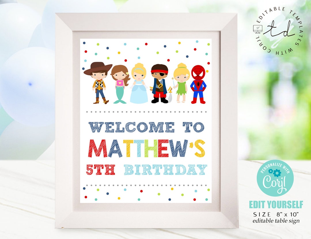 COSTUME PARTY Signs Editable Party Signs Corjl Costume Party ...