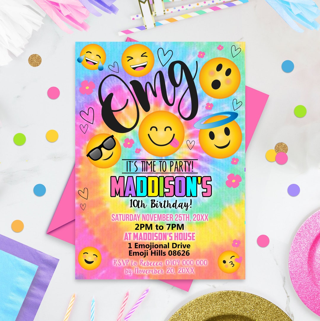 Invitación de EMOJI, DESCARGA INSTANTE Invitación de Emoji, Fiesta de ...
