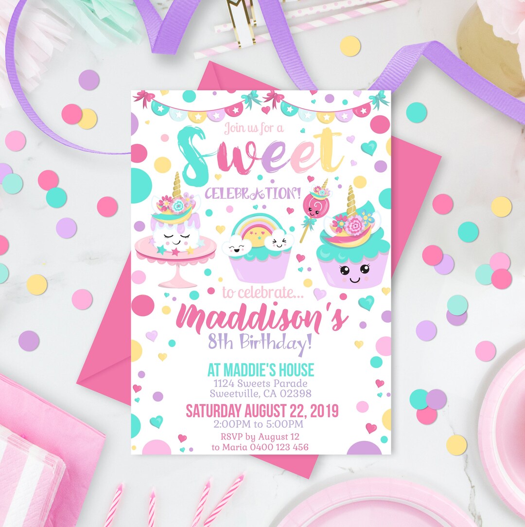 SWEET CELEBRATION INVITATION Sweets Party Invitation Candy - Etsy