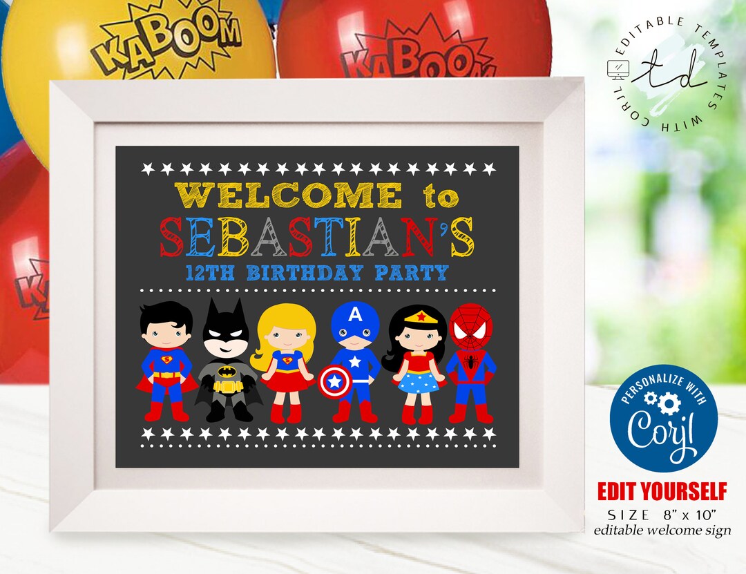 SUPERHERO WELCOME SIGN Instant Download Superhero Sign Superhero ...