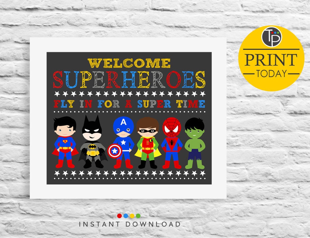SUPERHERO WELCOME SIGN Instant Download Superhero Sign Superhero ...