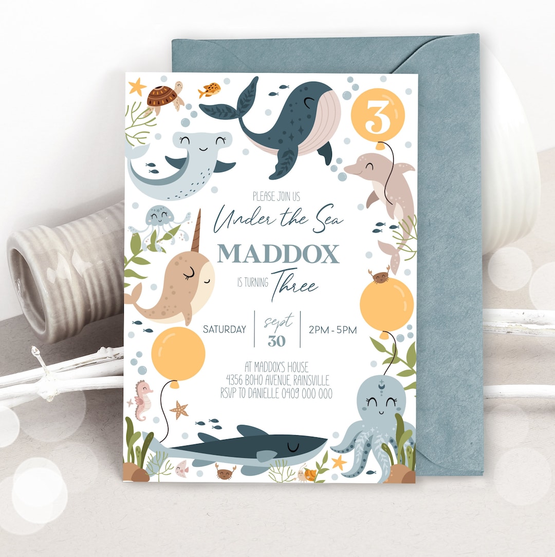 UNDER THE SEA Party Invitation Digital Under the Sea Invitation ...