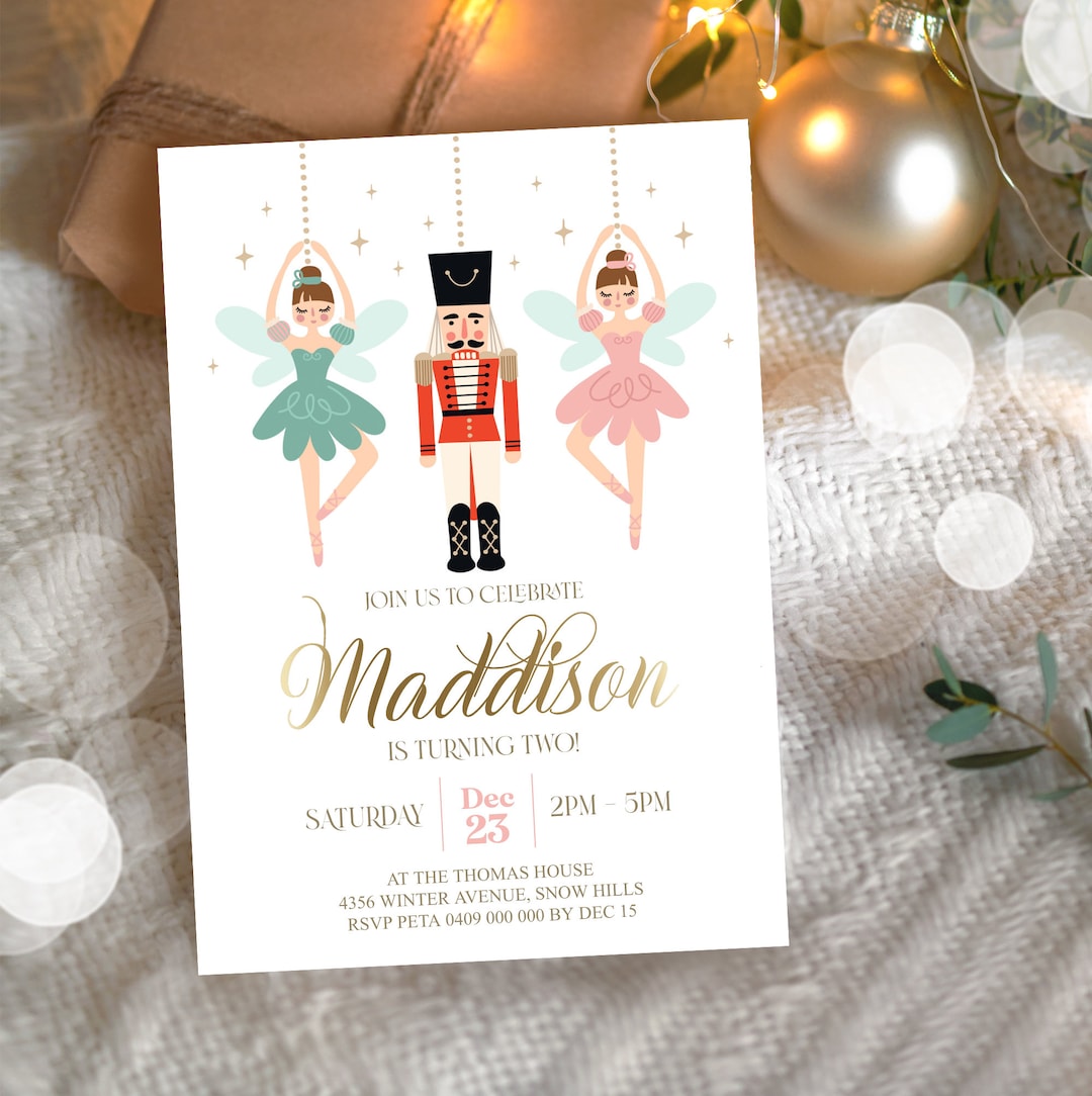 Editable Nutcracker Birthday Invitation Nutcracker Holiday Party ...